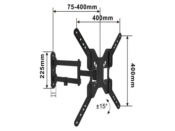 Nosac za TV/17''-55''/ ARM/LONG/NAGIB -15°do+15°/ROTACIJA 180°/VESA 400X400/do 30kg/75-400mm od zida ( 119631 )