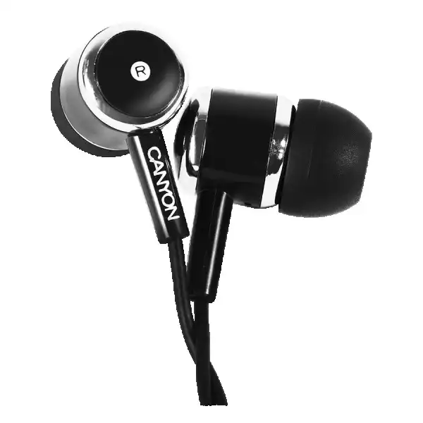 CANYON Stereo earphones with microphone, Black, cable length 1.2m, 23*9*10.5mm,0.013kg ( CNE-CEPM01B )