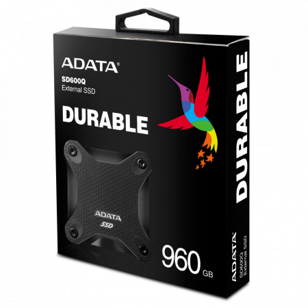 SSD External 960GB ADATA SD600Q, Durable, 440/430 MB/s, USB 3.2, crni