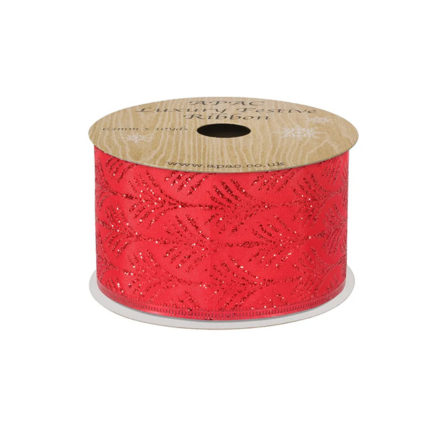 RI3120
Wired Edge Ribbon Red With Red Glitter