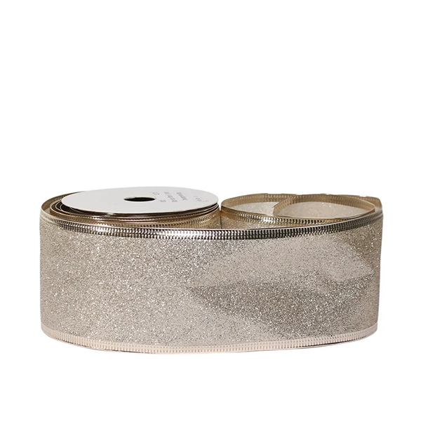 RI6302
Glitter Ribbon 63Mm Champagne Wire