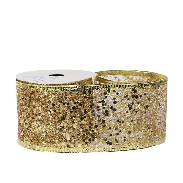 RI6308
Glitter Mesh Ribbon 63Mm Gold