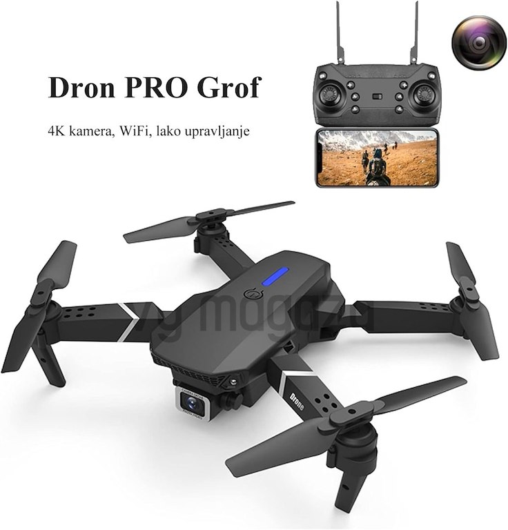 Mini Drone PRO Grof – 4K kamera i WiFi daljinsko upravljanje
