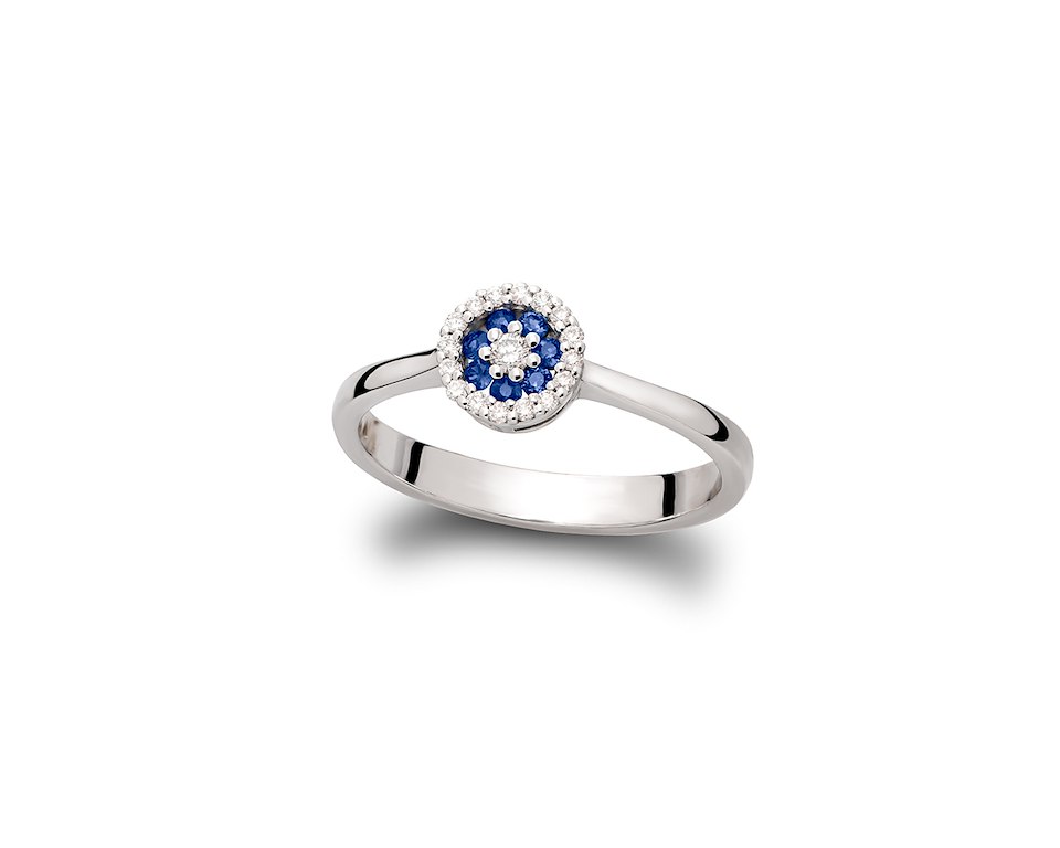 Dijamantski prsten sa plavim safirima