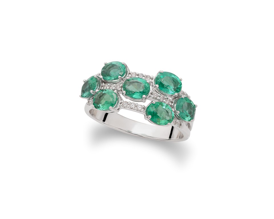 Ekskluzivan prsten sa smaragdima i dijamantima