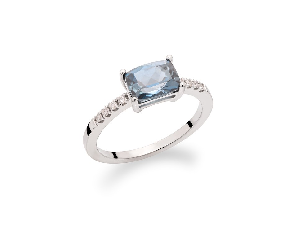 Dijamantski prsten sa 1,07ct London plavim topazom