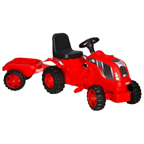 Traktor sa prikolicom, jednobojni crveni