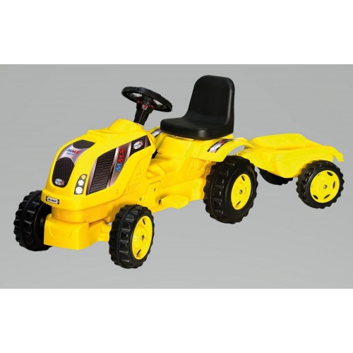 Traktor sa prikolicom, jednobojni žuti
