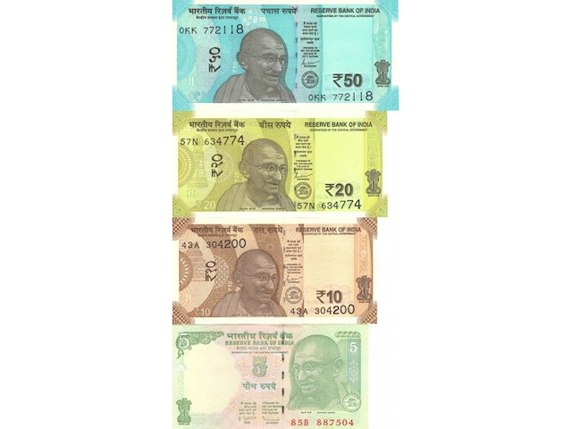 INDIA set 5, 10, 20 i 50 Rupees 2009/2022 UNC