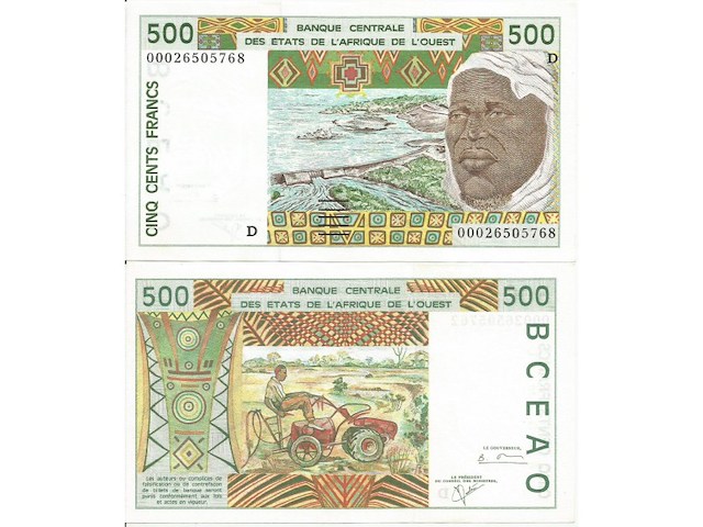 Mali 500 francs 2000. UNC