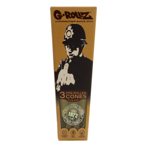 G-ROLLZ | Banksy’s Graffiti ‘Rude Copper’ – Unbleached Extra Thin – 3 KS Cones