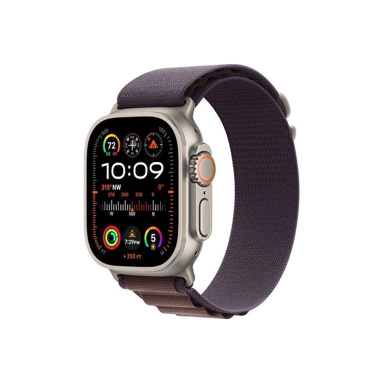 Apple Watch Ultra2 Cellular, 49mm Titanium Case with Indigo Alpine Loop - Small