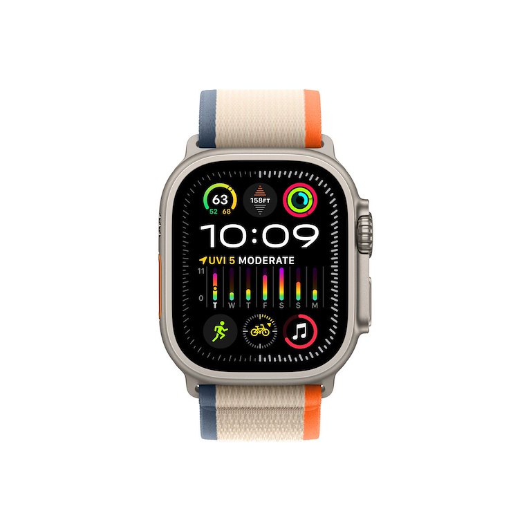 Apple Watch Ultra2 Cellular, 49mm Titanium Case with Orange/Beige Trail Loop - S/M