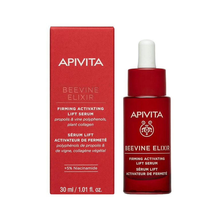 APIVITA BEEVINE ELIXIR Lifting Serum za Učvršćivanje Kože sa Biljnim Kolagenom, Polifenolima, Hijaluronom, Niacinamidom i Propolisom 30 mL