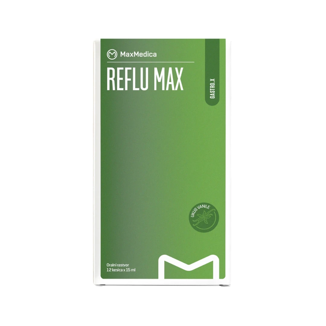 MaxMedica REFLU MAX Oralni Rastvor 12X15 mL; za Gastroezofagealni Refluks i Gorušicu