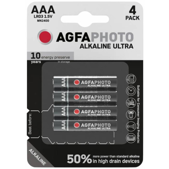 ULTRA ALKALNA BATERIJA CRNA AAA 1.5V B4 AGFAPHOTO