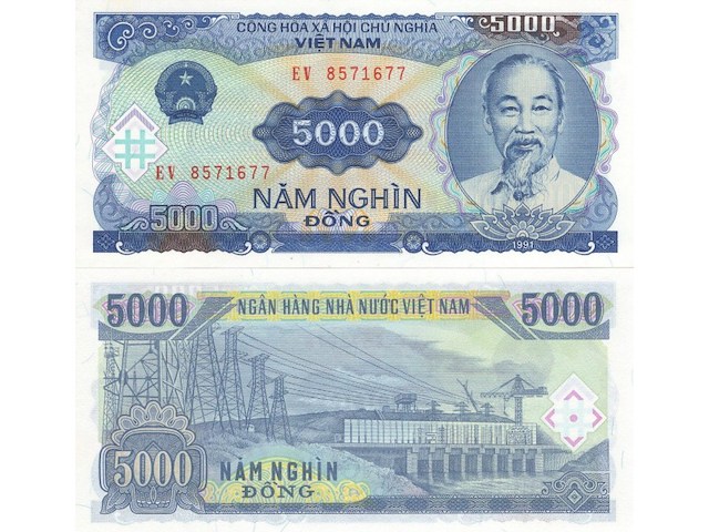 VIETNAM 5000 Dong 1991 UNC, P-108