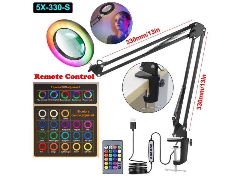 Stona LED lampa RGB sa lupom 5X zoom