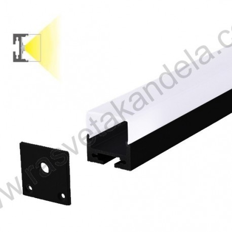 Aluminijumski profil za led trake nadgradni set sa difuzerom MA623-C 2000x20x11mm crni