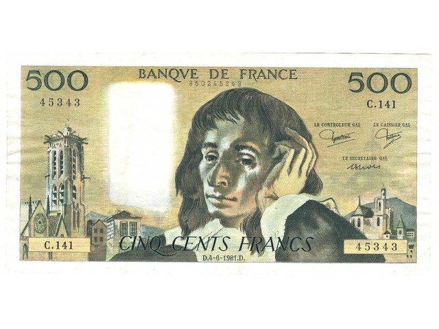 Francuska 500 francs 1981 XF