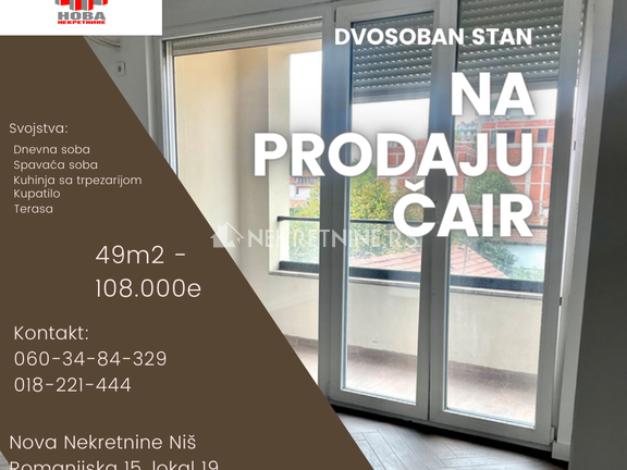 DVOSOBAN STAN - PRODAJA – ČAIR– 49m2- 108.000e