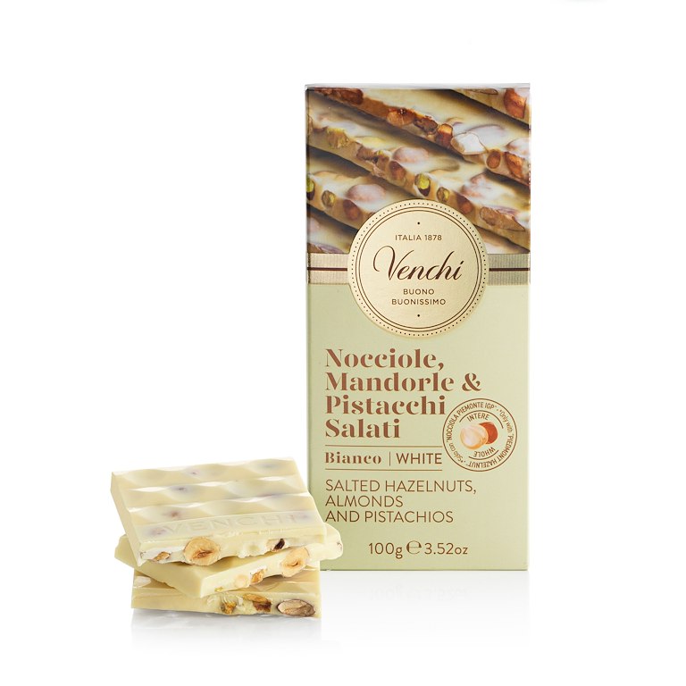 Venchi White Chocolate with Salted Nuts bar 100g