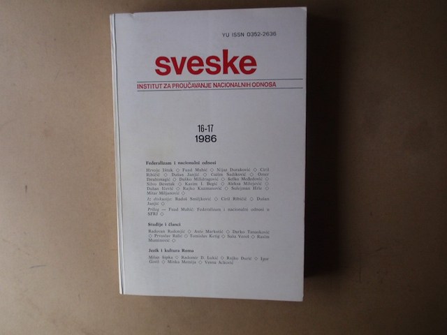 SVESKE 16 - 17 / 1986 INSTITUT ZA PROUČAVANJE SARAJEVO