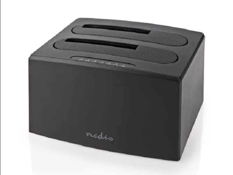 NEDIS HDDUDB3210BK USB 3.2 DUPLI DOCKING STATION ZA 2.5/3.5 SATA HARD DISKOVE, KLONIRANJE MAX 8TB