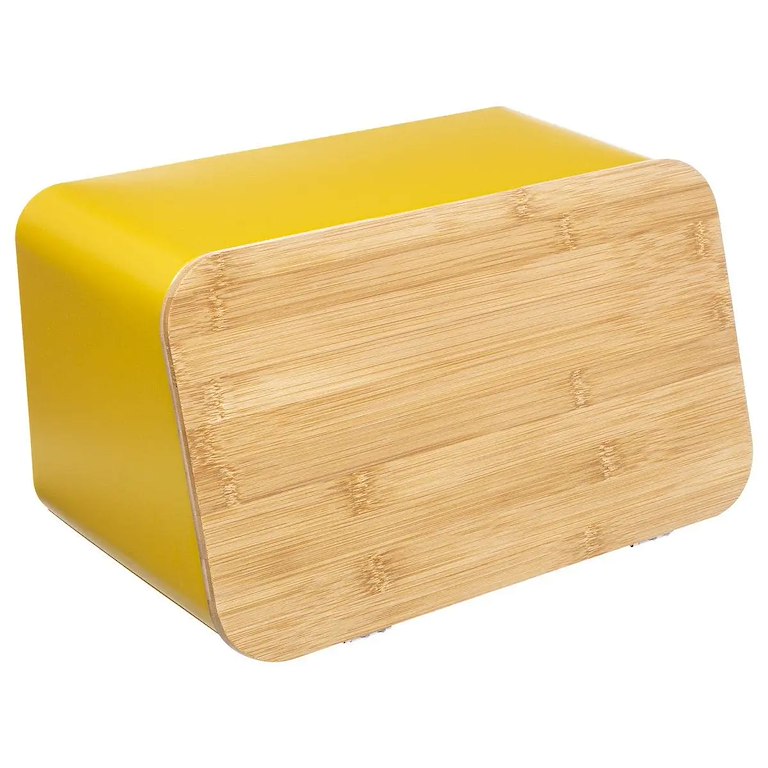 FIVE Kutija za hleb sa daskom za sečenje 37x22.5x23.5cm metal i bambus žuta