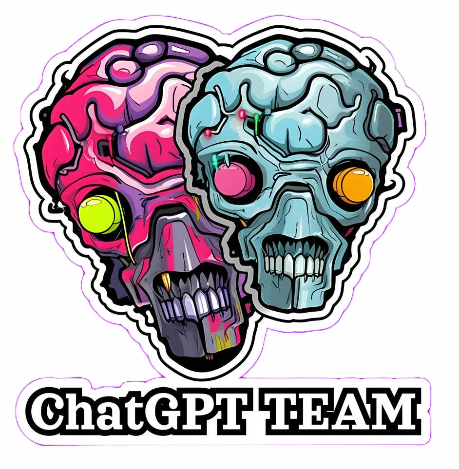 AI_MERGEART Nalepnica sa Cyberpunk Lobanjama "ChatGPT Team"