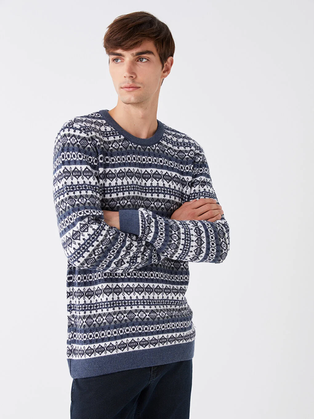 LCW Casual Muški trikotažni džemper okruglog izreza dugih rukava