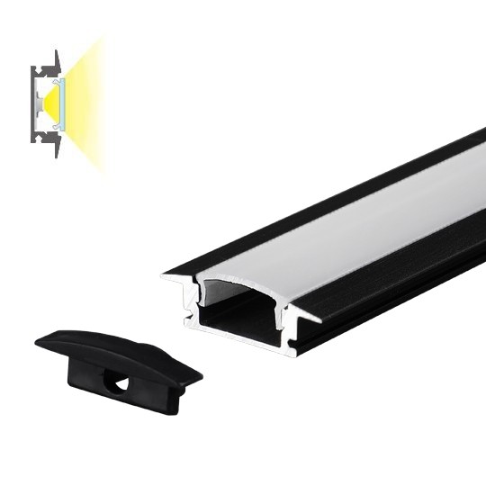 M508-C Crni aluminijumski profil za LED trake ugradno-nadgradni set sa difuzerom 2000x24.7x7mm Mitea Lighting