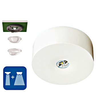 Sigurn. svetiljka IL 1x3W ERT-LED 230V, bela, nadgradna
Bela, nadgradna plafonska montaža, protivpanična svetiljka sa promenljivim sočivima, uključujući sočiva za osvetljavanje evakuacionih pute...