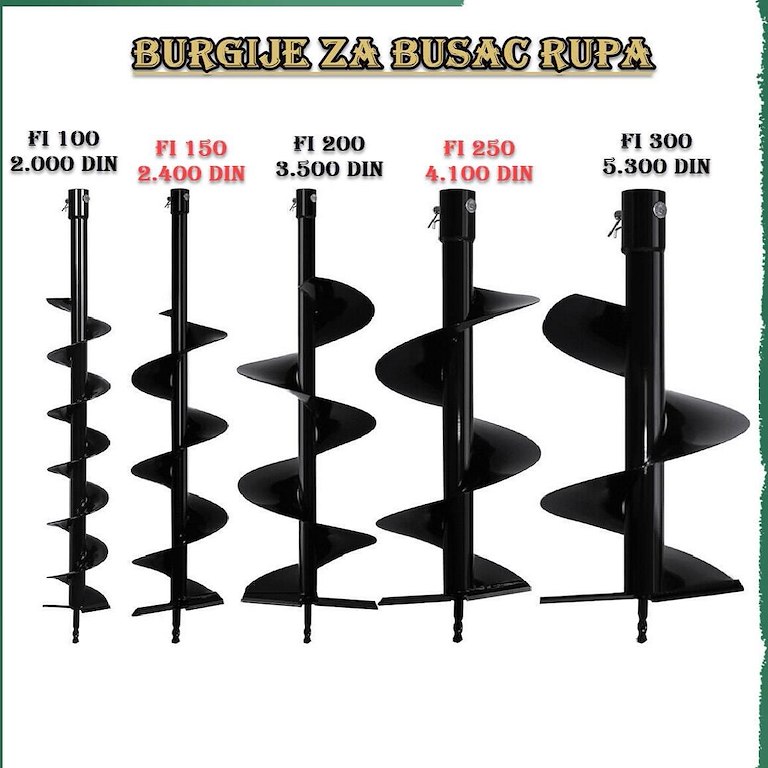 Burgija za bušač rupa 250x80cm