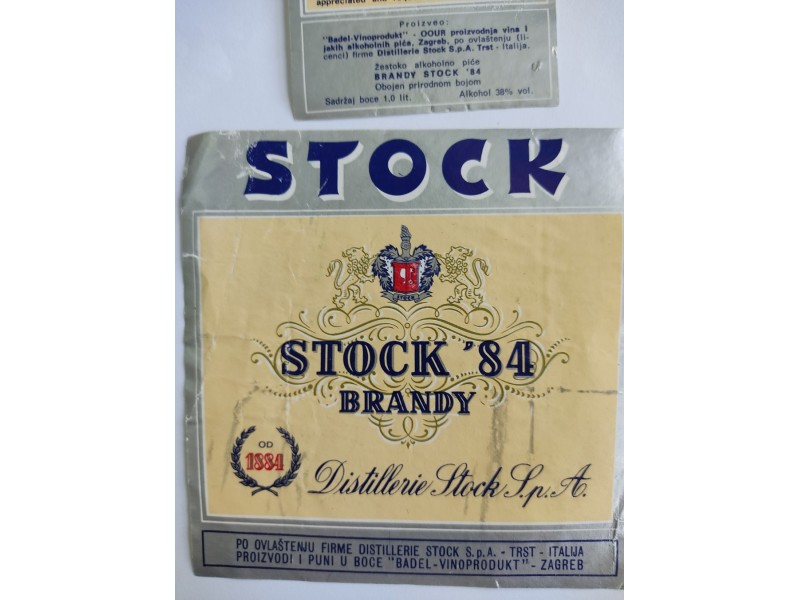 ETIKETA STOCK 84 BRANDY STARA