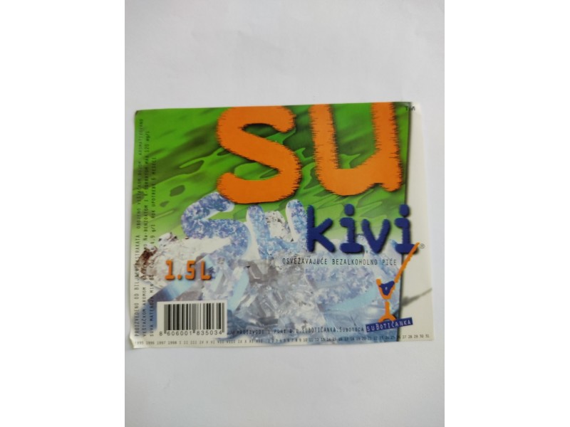ETIKETA SU KIVI SUBOTIČANKA 1,5 L SOKA 1995-1998.