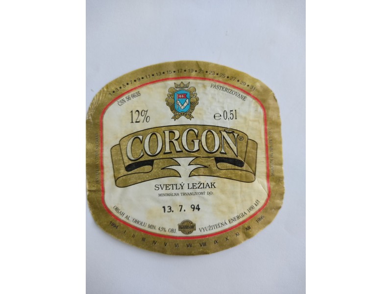 ETIKETA CORGON SVETLY LEŽIAK 1994.