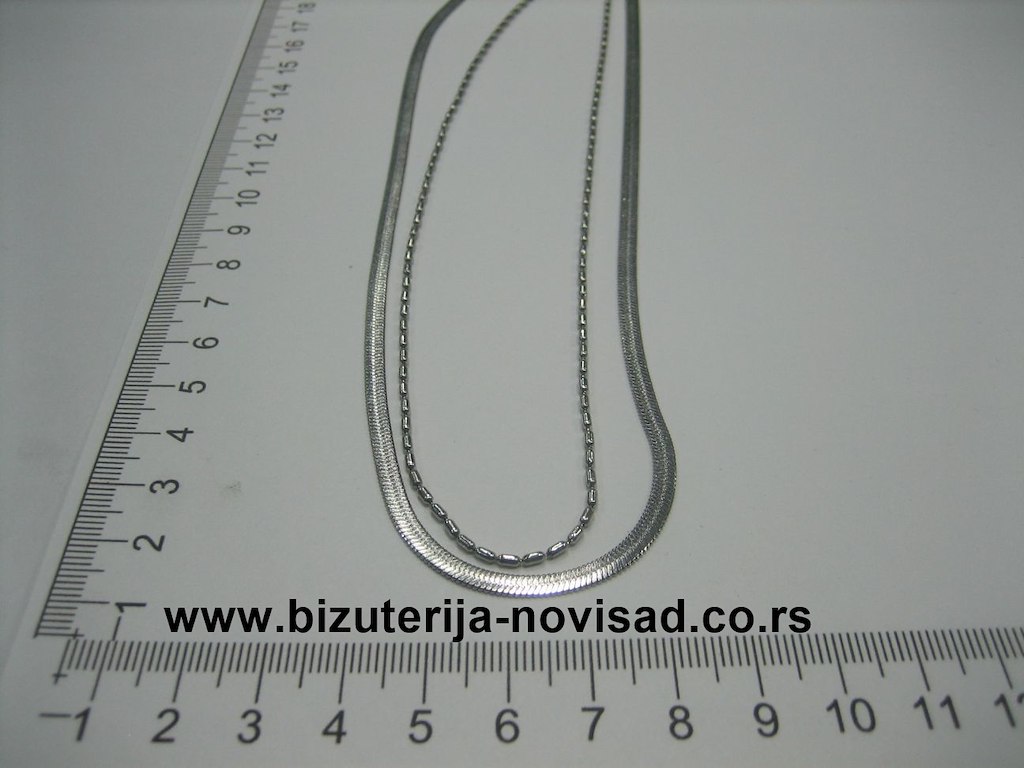 Ogrlica hiruški čelik boje srebra