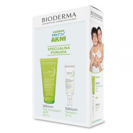 BIODERMA SEBIUM SET Sebium gel moussant actif 200ml + Sebium Kerato+ gel krema 30ml