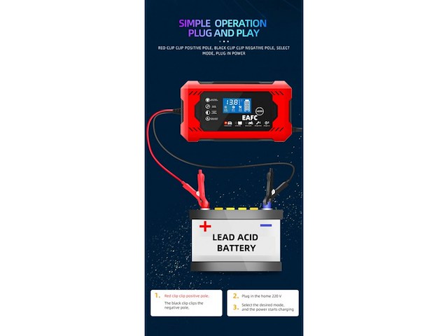 Smart PUNJAČ akumulatora 12v 6A, LCD displej