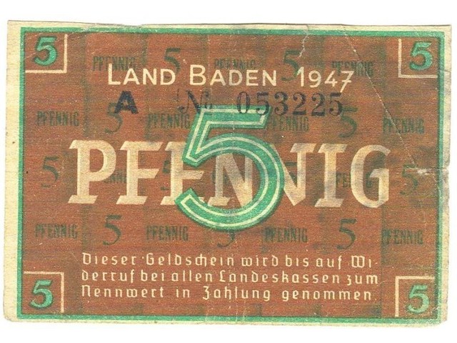 Nemacka 5 pfennig 1947 Baden
