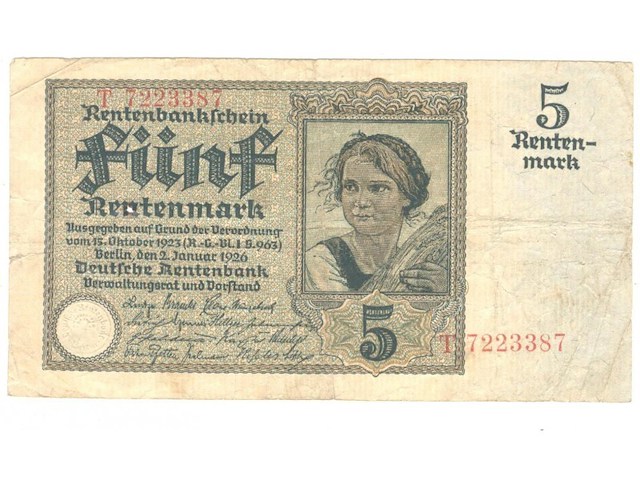 Nemacka 5 rentenmark 1926
