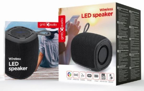 SPK-BT-LED-03-BK Gembird Portable RGB LED Bluetooth speaker 5W, BT, FM, TF, USB, Handsfree, black