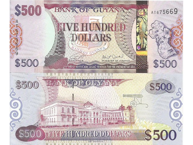 Guyana 500 dollars 2019. UNC