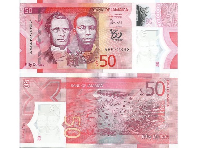 Jamaica Jamajka 50 dollars 2022. UNC Polymer