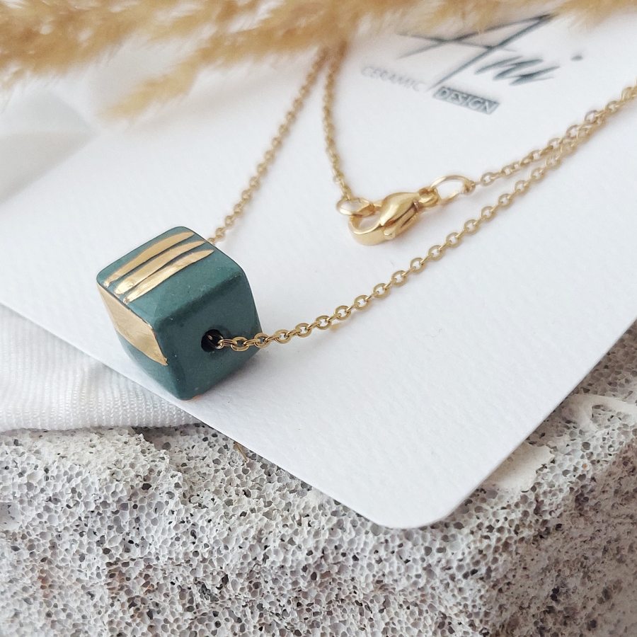 Necklace Cube Turquoise
