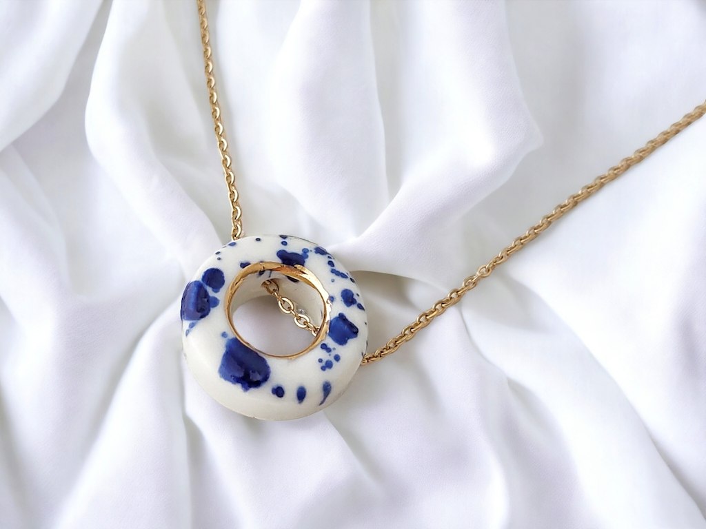 Necklace Ring Splash Blue
