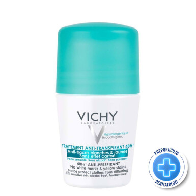 Vichy Déodorant Roll-on bez belih tragova i žutih fleka, 50 ml