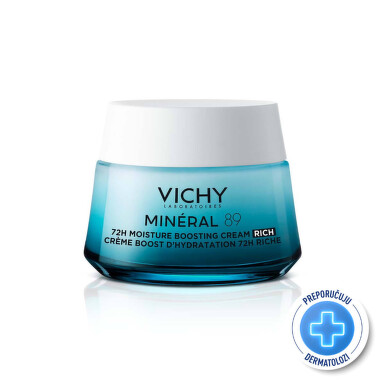 Vichy Mineral 89 Bogata krema za intenzivnu hidrataciju tokom 72 h za suvu kožu, 50 ml