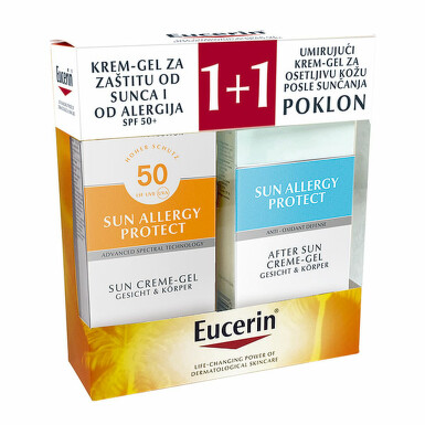 Eucerin Box Sun Allergy (Krem-gel za zaštitu od sunca SPF 50 i od alergija+Umirujući krem-gel za osetljivu kožu posle sunčanja)